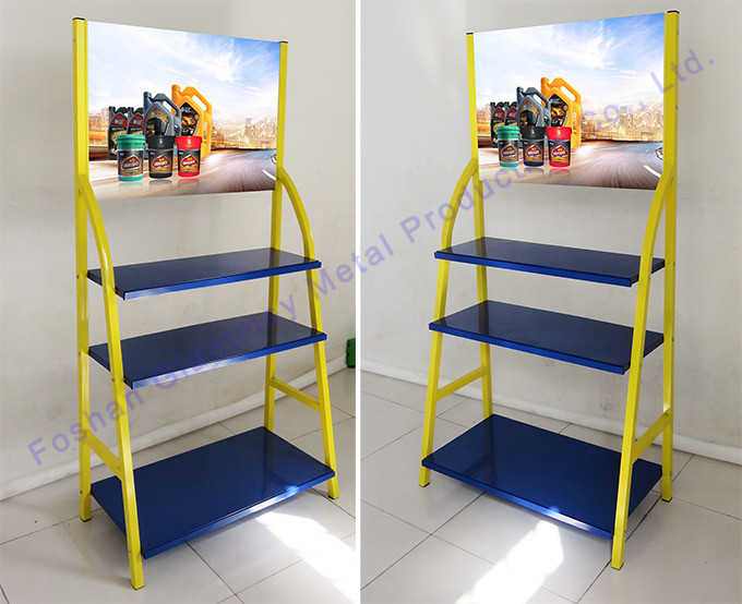 3 Tingkatan Toko Mobil Rak Rak Display Oli Logam Berdiri